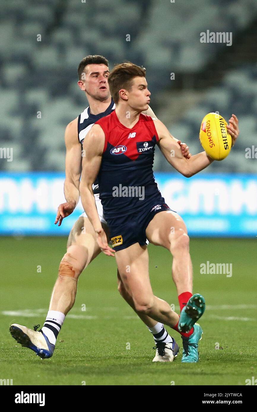 Bayley Fritsch of the demons attempts a mark during the AFL Round 23 ...