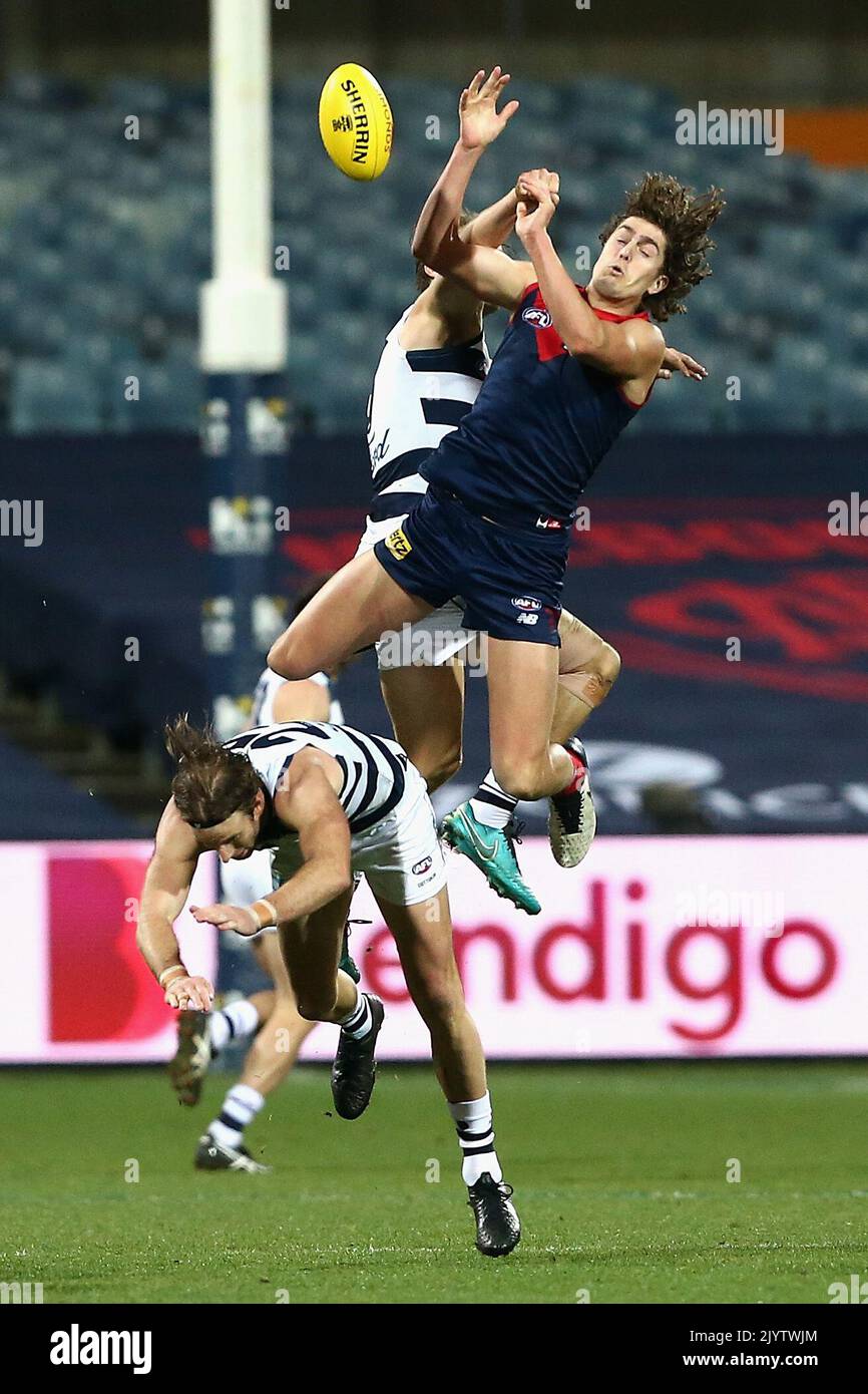 Luke Jackson of the demons attempts a mark during the AFL Round 23 ...