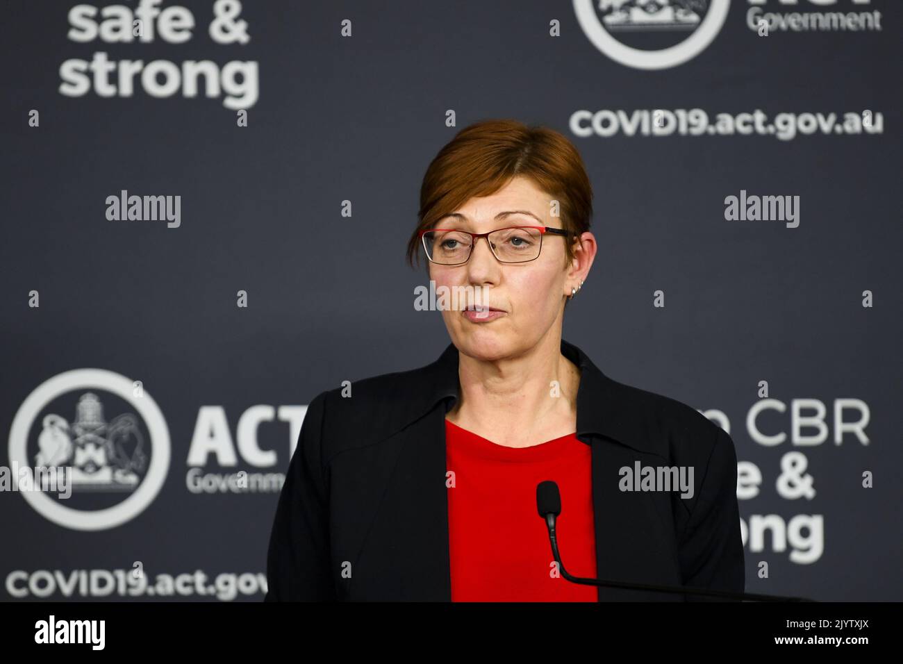 ACT Health Minister Rachel Stephen-Smith speaks to the media during a ...