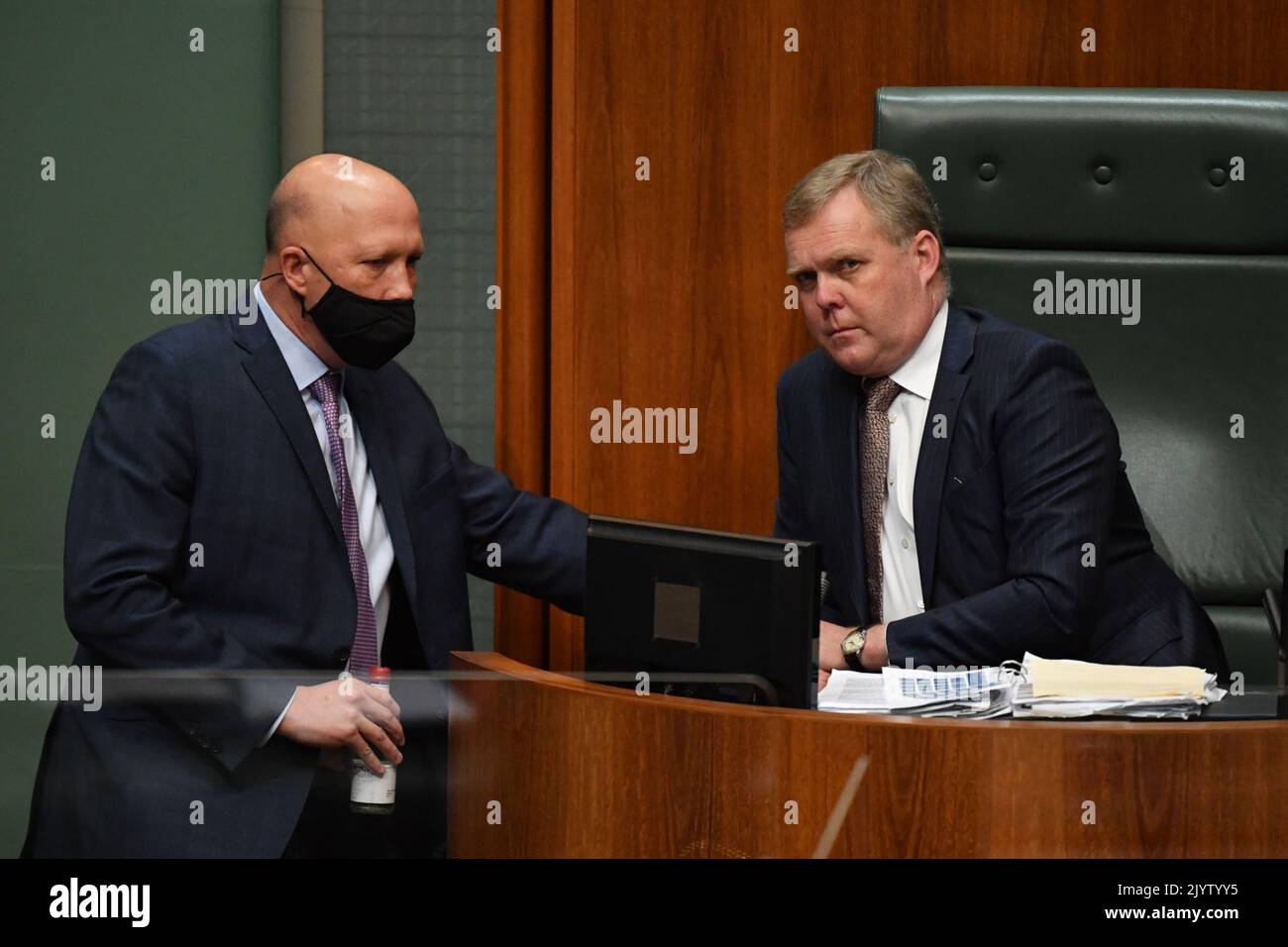 Minister for Defence Peter Dutton and Speaker Tony Smith during ...