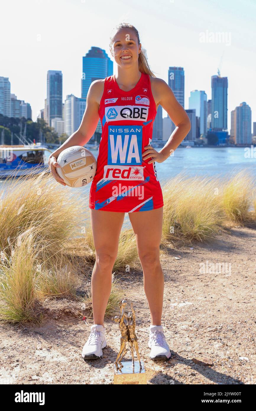 Paige Hadley of the NSW Swifts poses during the Super Netball captains ...