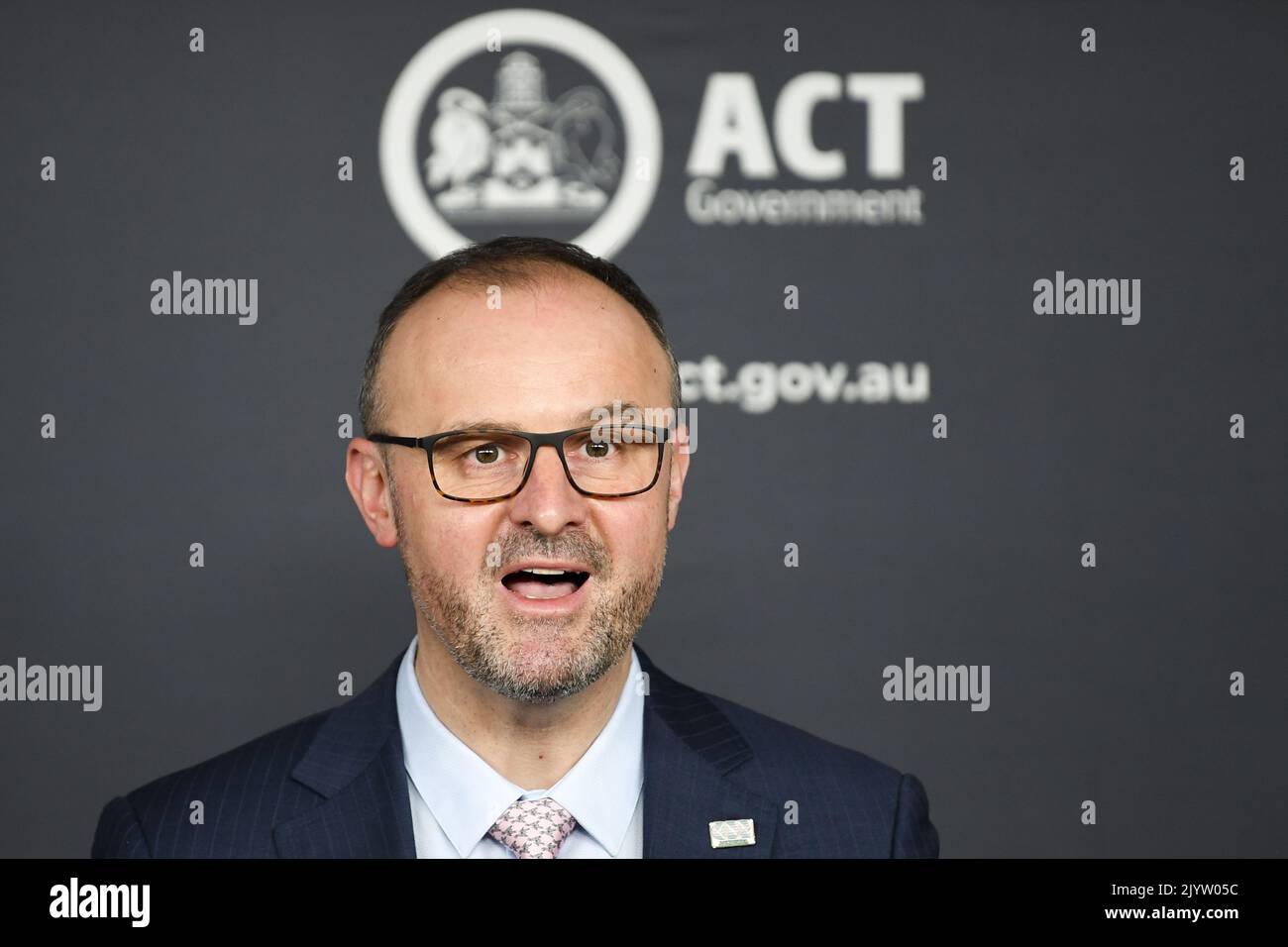 ACT Chief Minister Andrew Barr speaks to the media during a COVID-19 ...