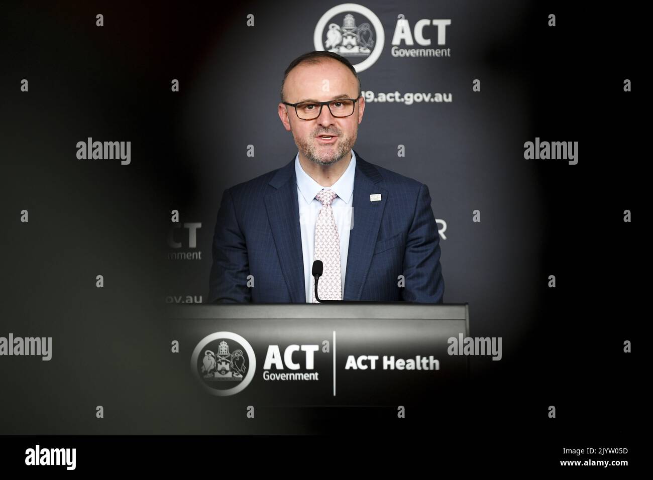 ACT Chief Minister Andrew Barr speaks to the media during a COVID-19 ...