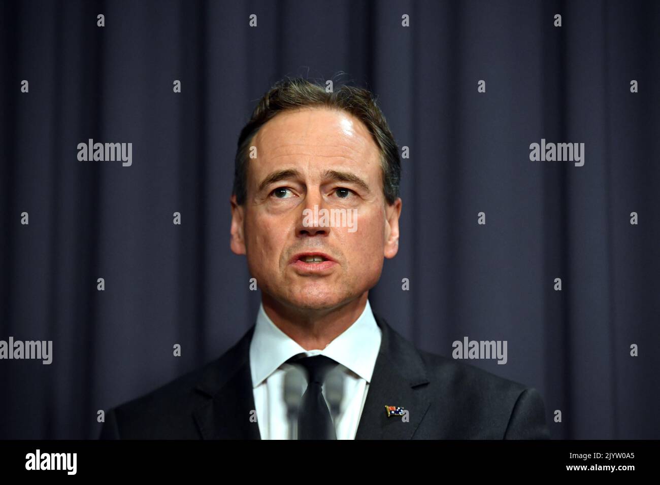 Minister for Health Greg Hunt at a press conference at Parliament House ...