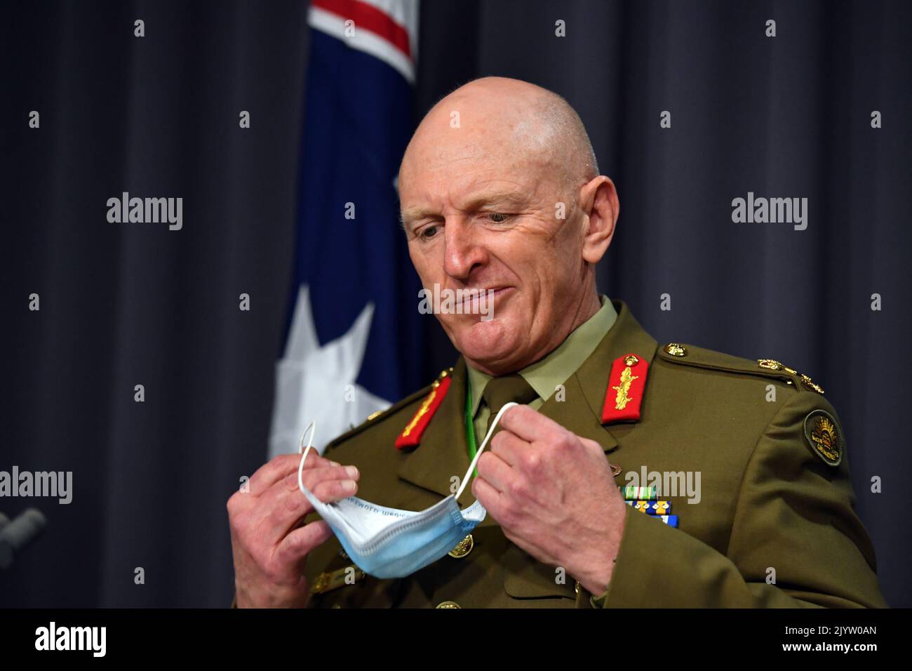 COVID-19 Taskforce Commander, Lieutenant General John Frewen at a press ...