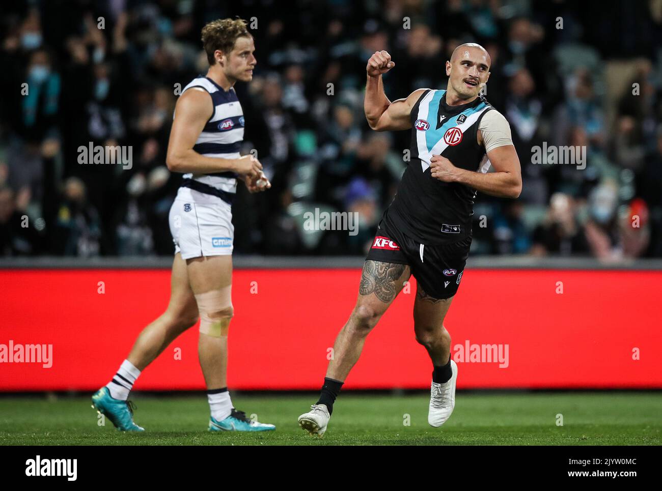 Sam Powell-Pepper of the Power celebrates a goal during the AFL ...