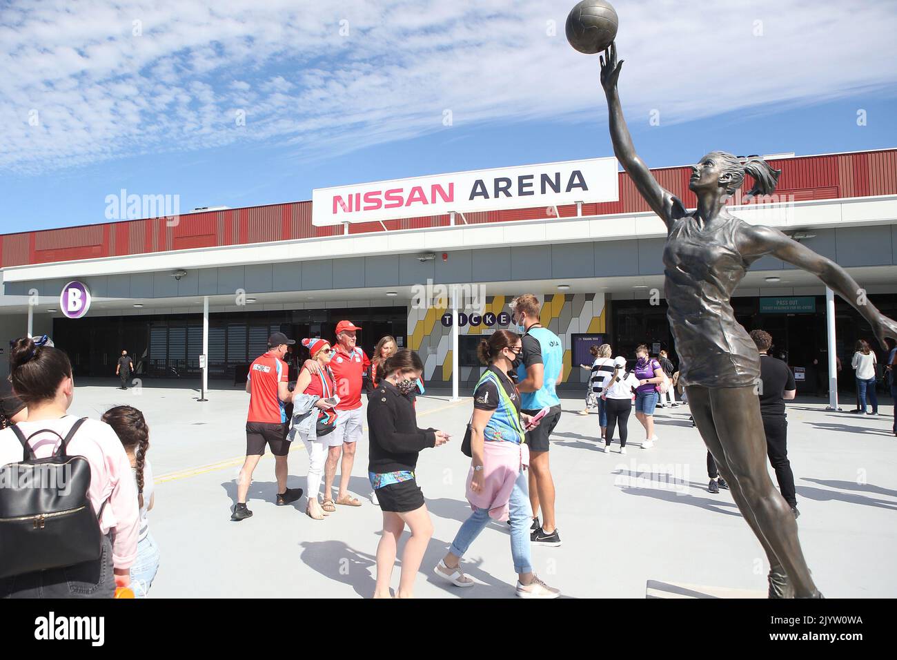 A general view as fans arrive to the Super Netball Grand Final match ...