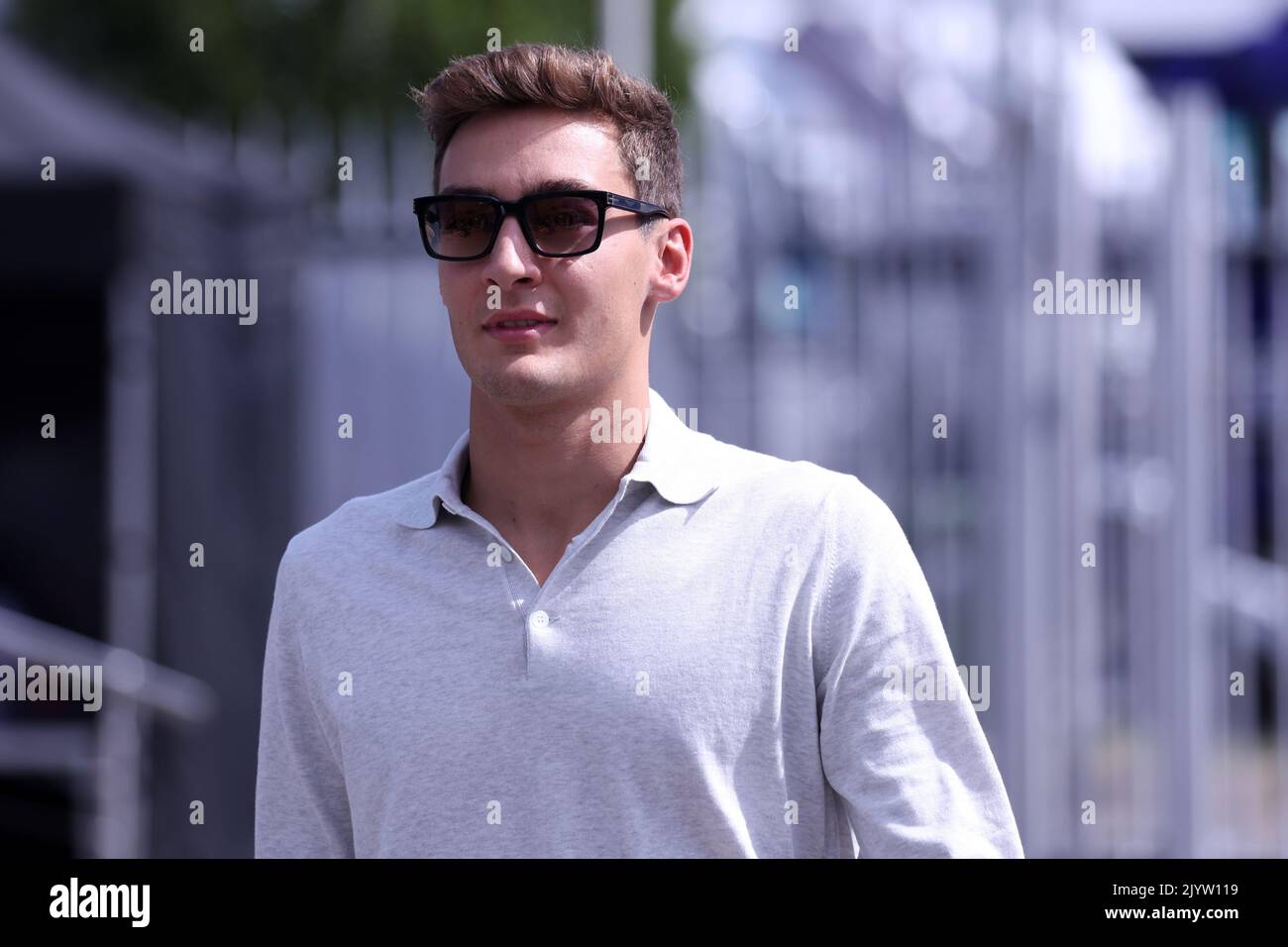 George Russell of Mercedes AMG Petronas F1 Team in the paddock during ...