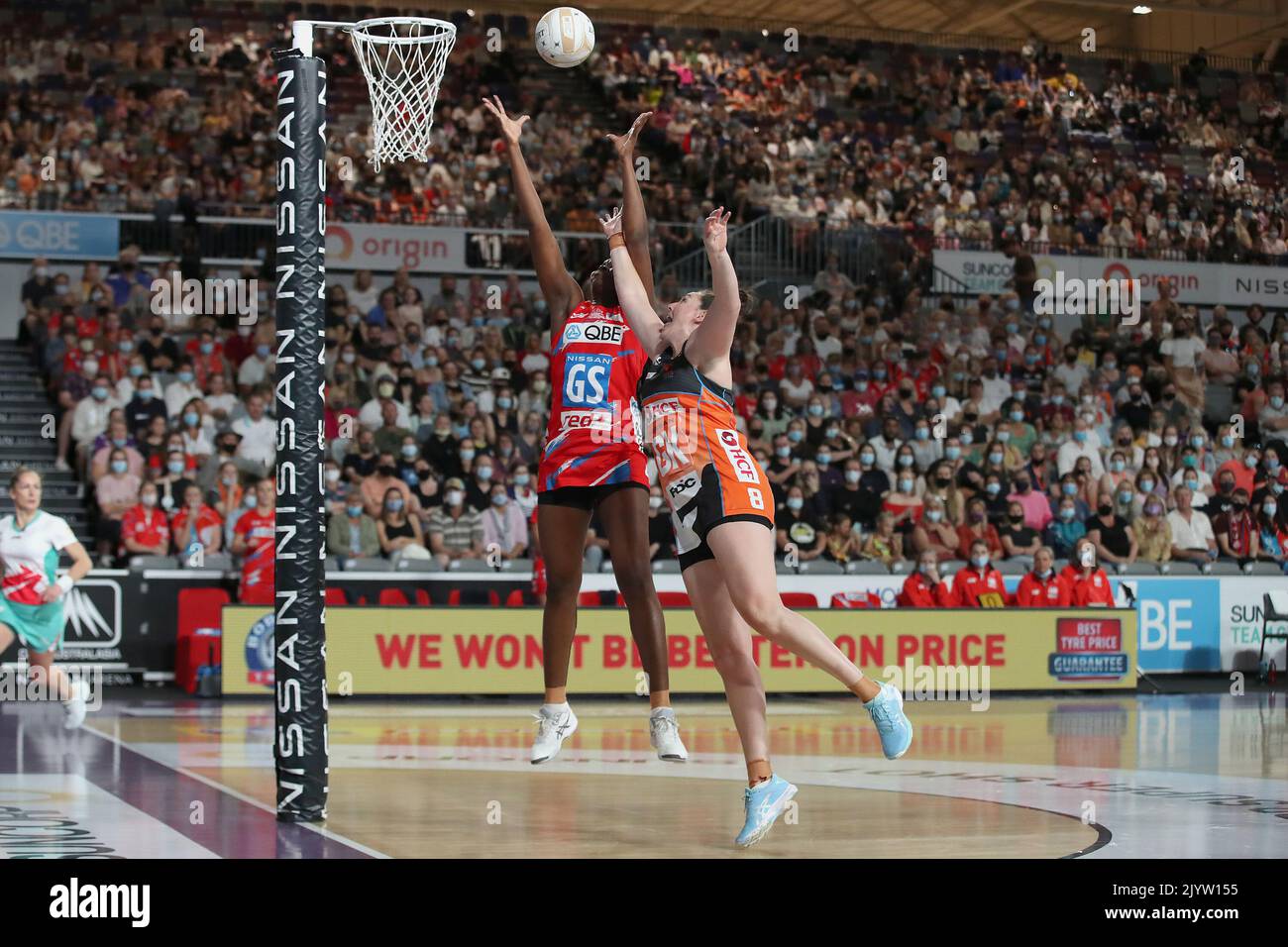 Sam Wallace of the Swifts catches the ball during the Super Netball ...