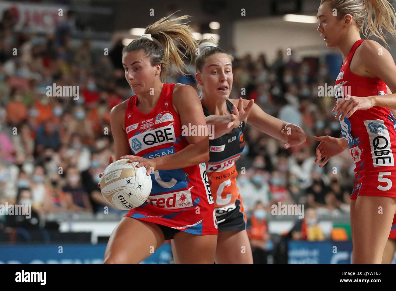 Maddy Proud of the Swifts catches the ball during the Super Netball ...