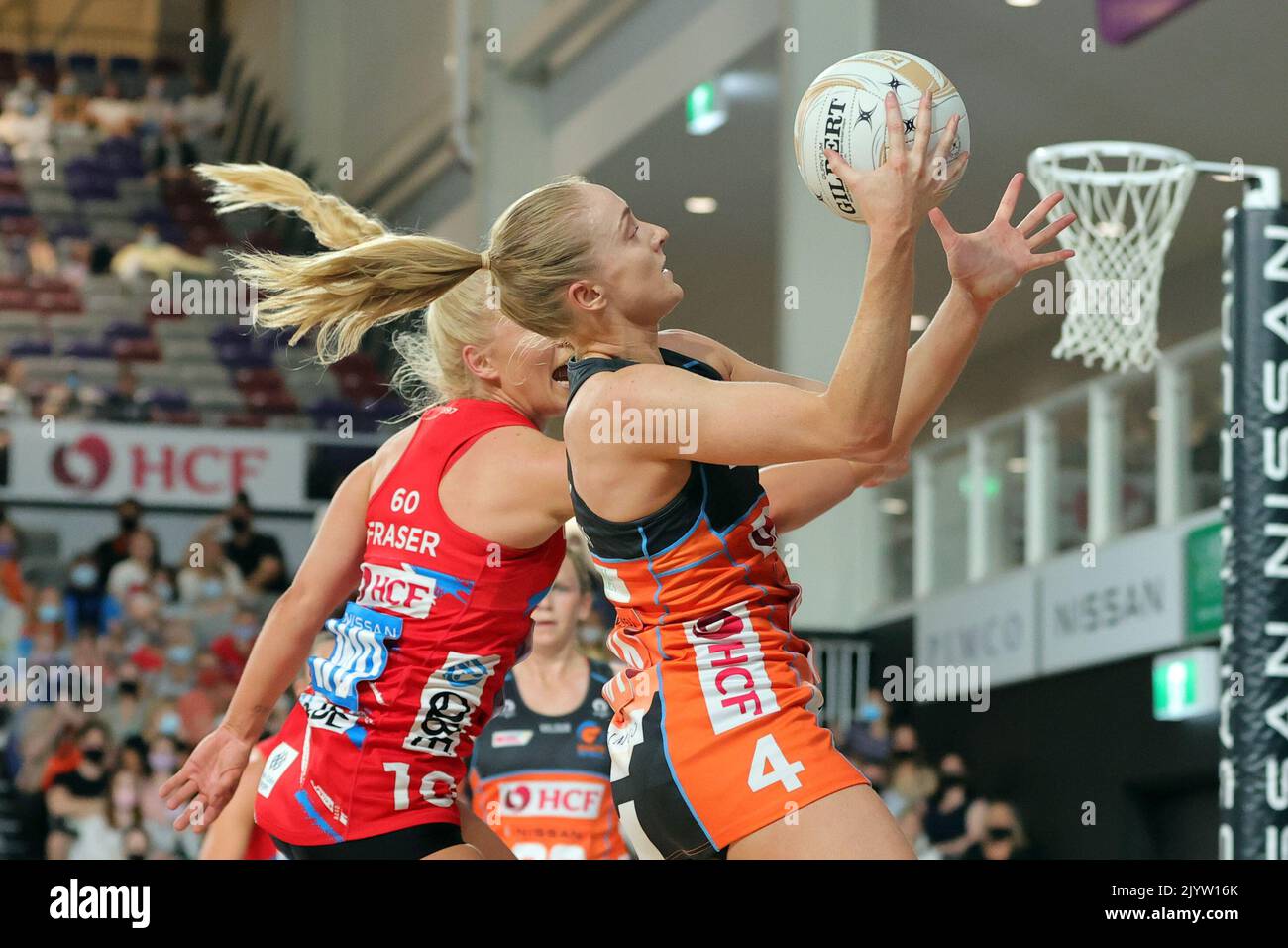 Giants Maddie Hay in action during the Super Netball Grand Final match ...