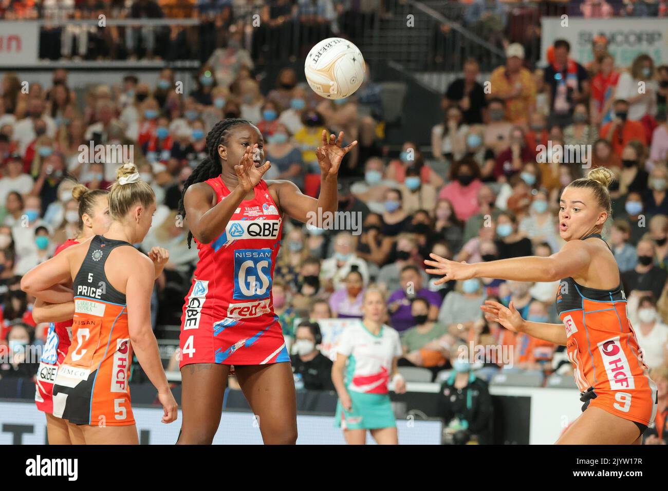 Swifts Sam Wallace passes during the Super Netball Grand Final match ...