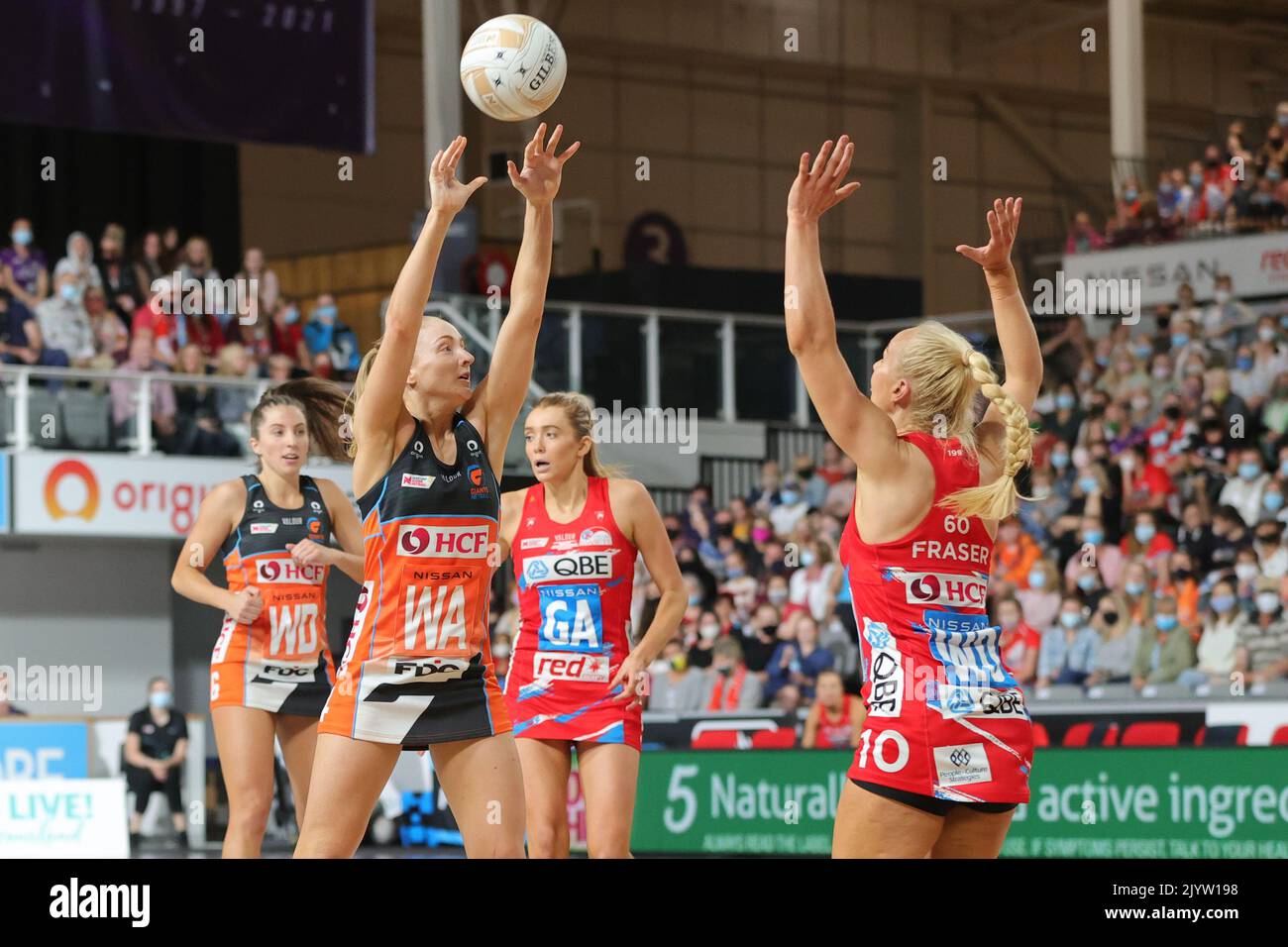 Giants Maddie Hay in action during the Super Netball Grand Final match ...