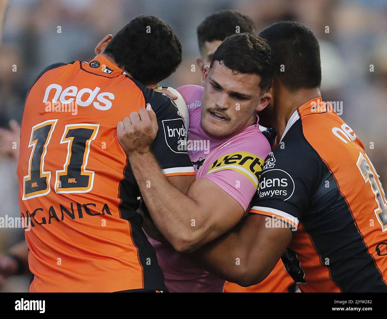 Nathan Cleary of Penrith Panthers and Matthew Eisenhuth and Sam ...