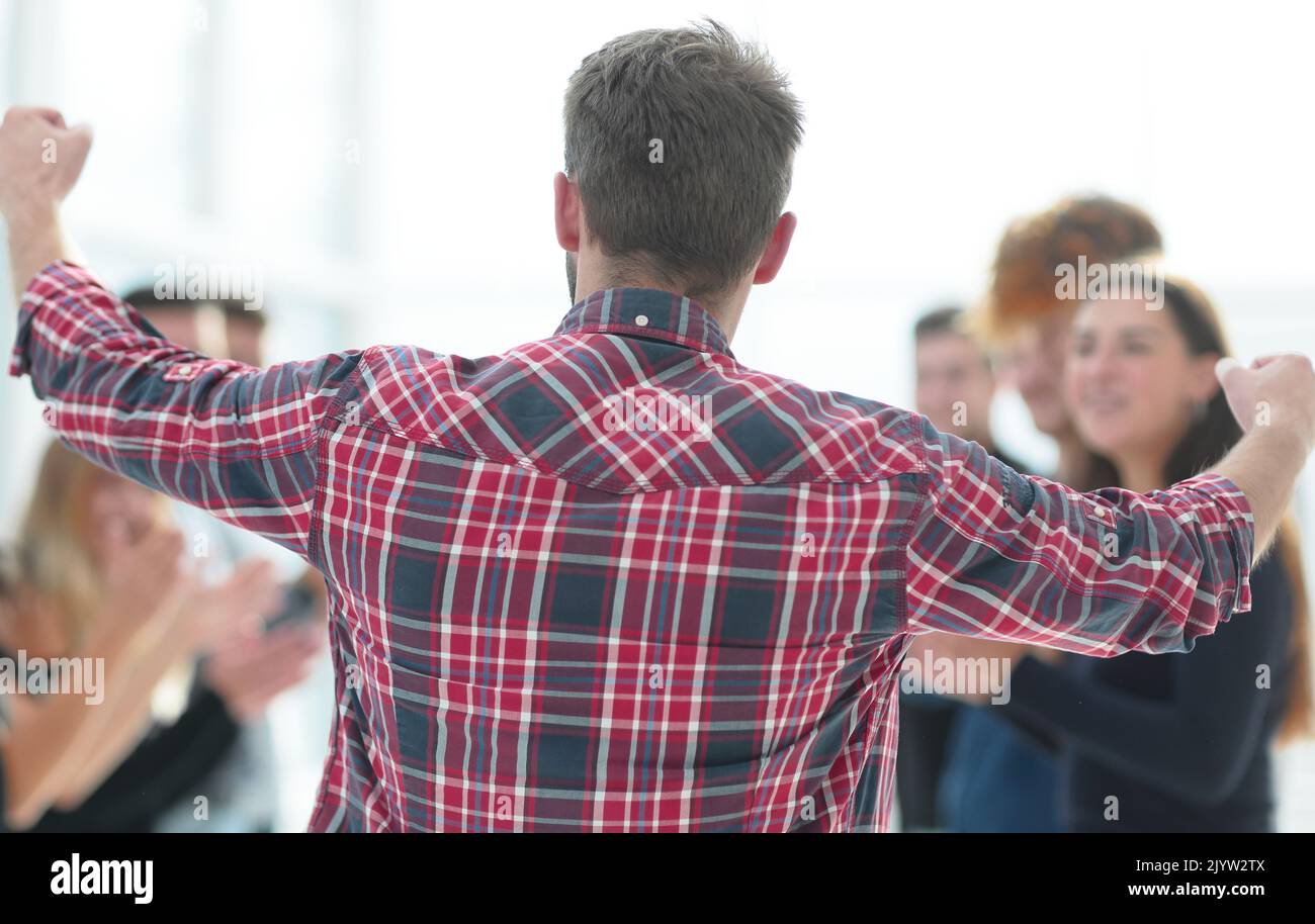 Rear view happy diverse colleagues hi-res stock photography and images ...
