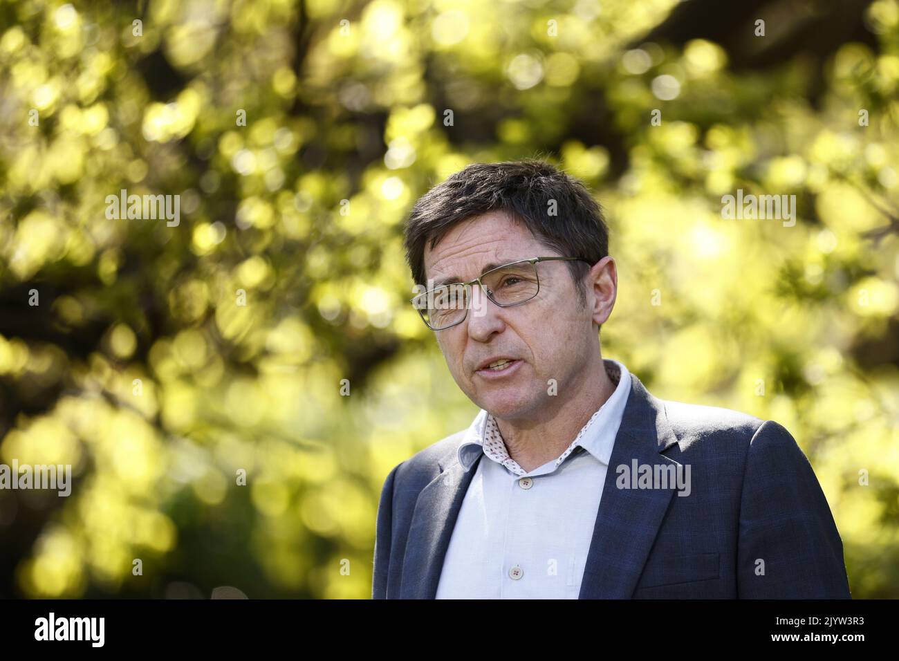 Dr Ric Haslam from the Royal Children's Hospital speaks to the media ...