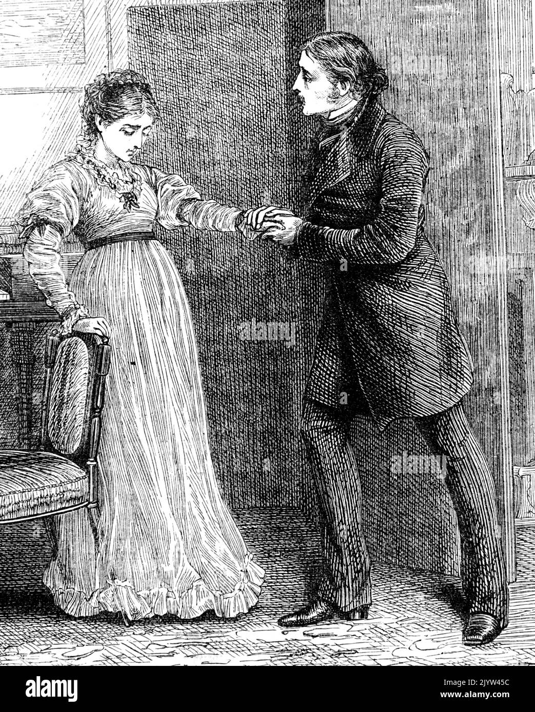 Illustration depicting the acceptation of a proposal for marriage ...