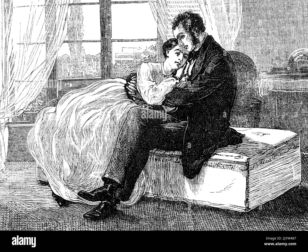 Illustration depicting the acceptation of a proposal for marriage ...