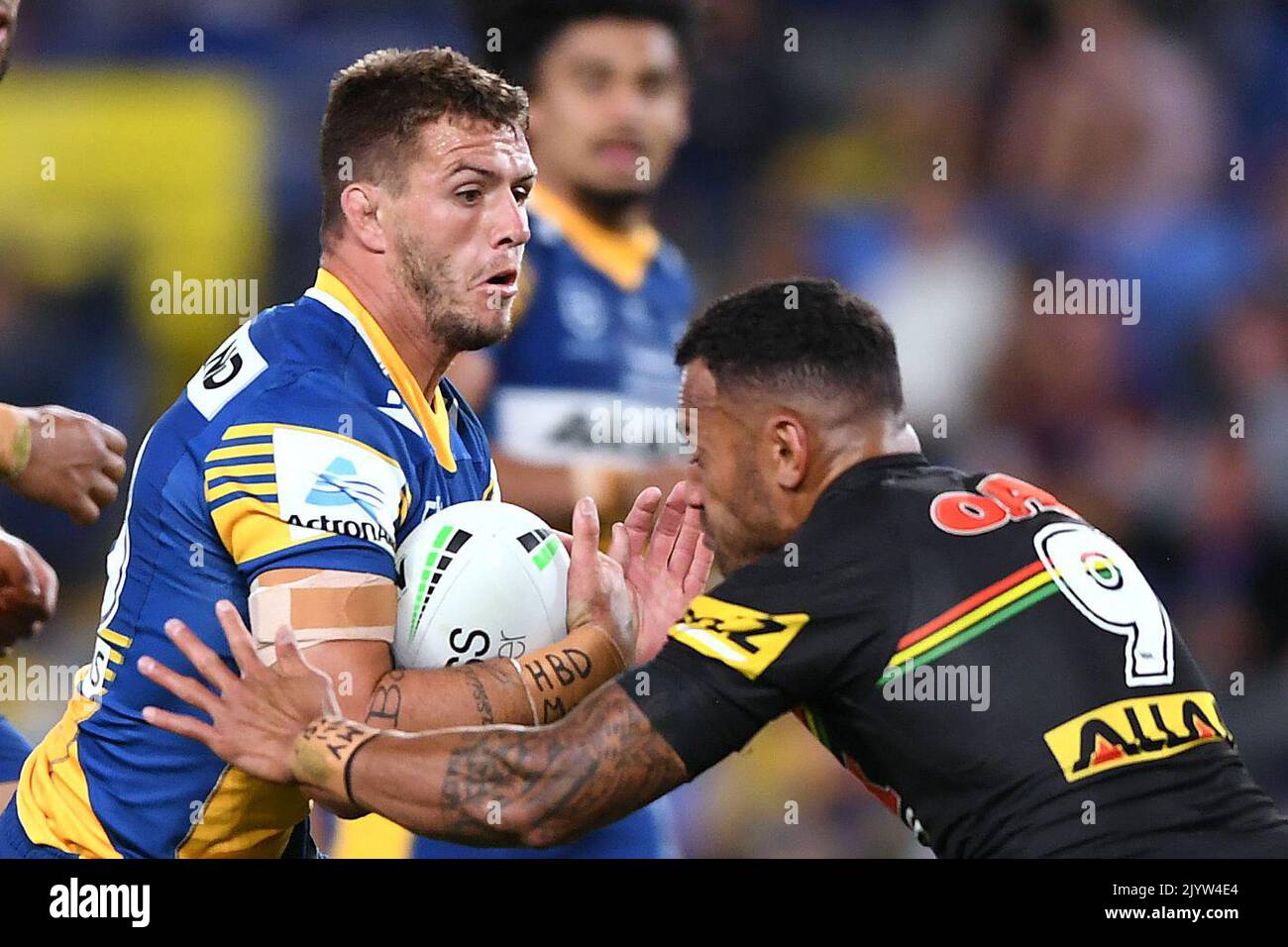 Eels Ray Stone in action during the Round 25 NRL match between the ...