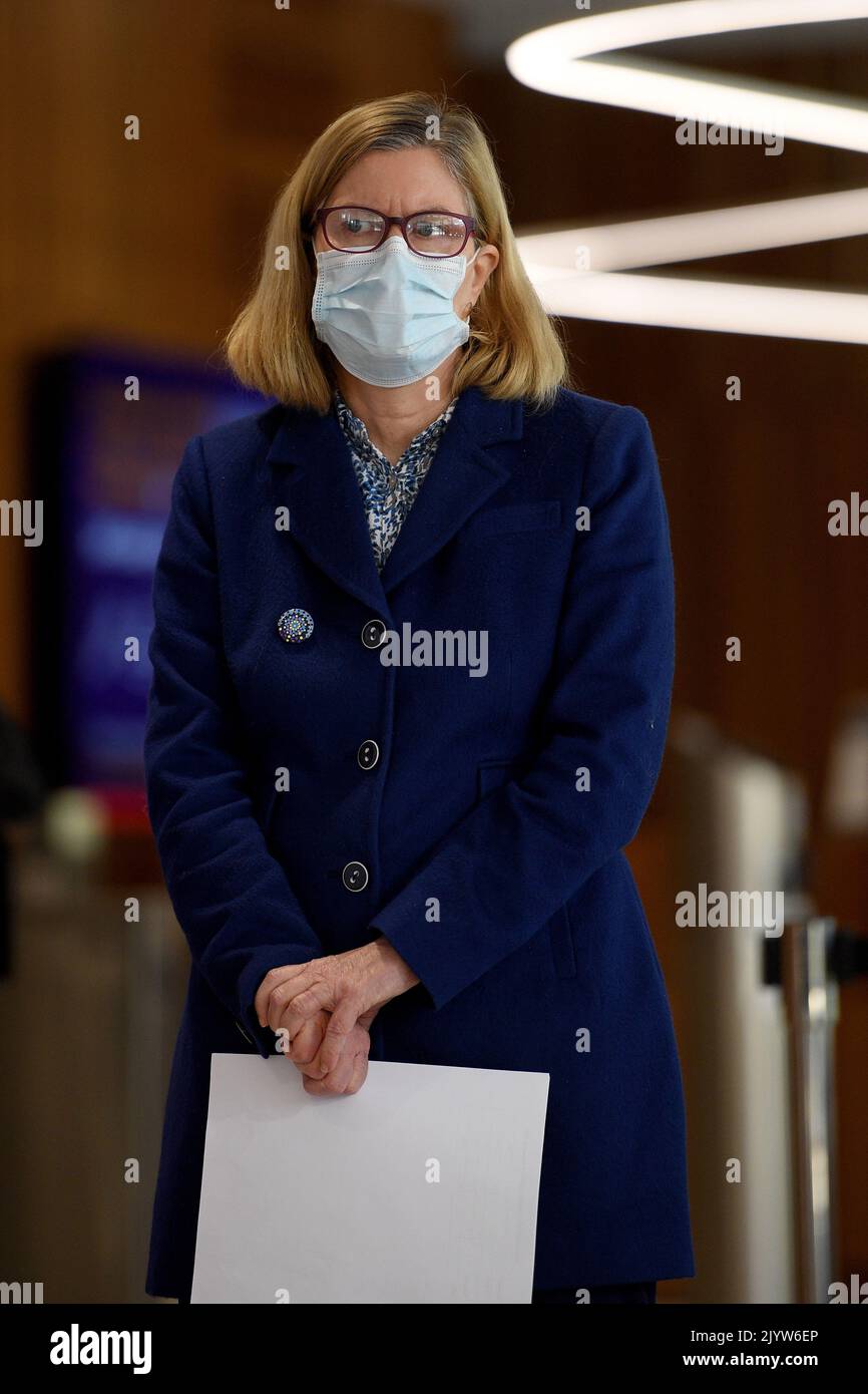 NSW Chief Health Offcier Dr Kerry Chant watches on during a press ...