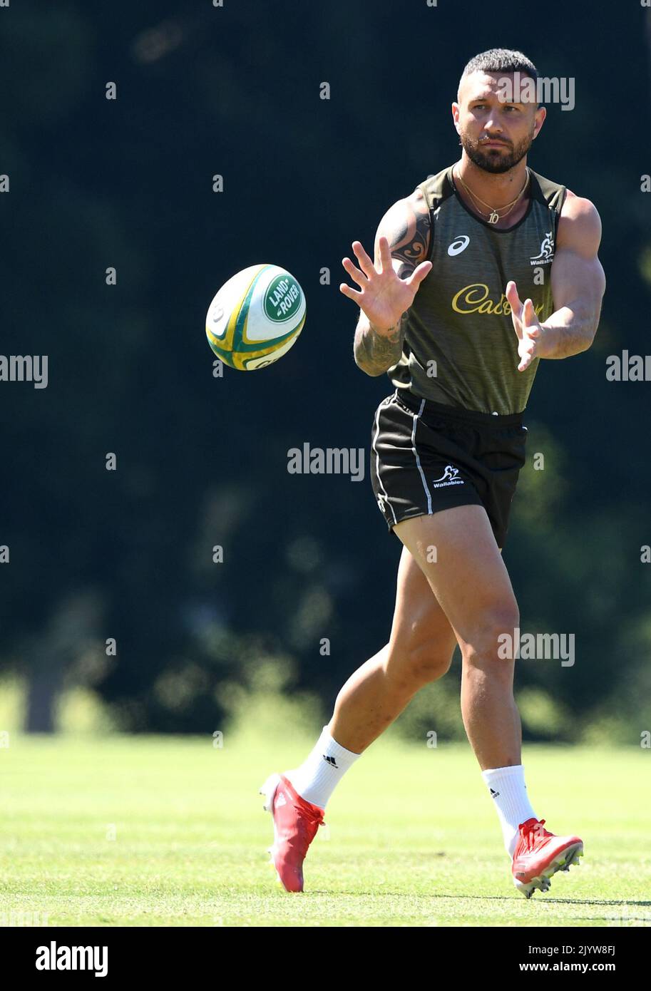 Quade Cooper in action during the Australian Wallabies training session ...