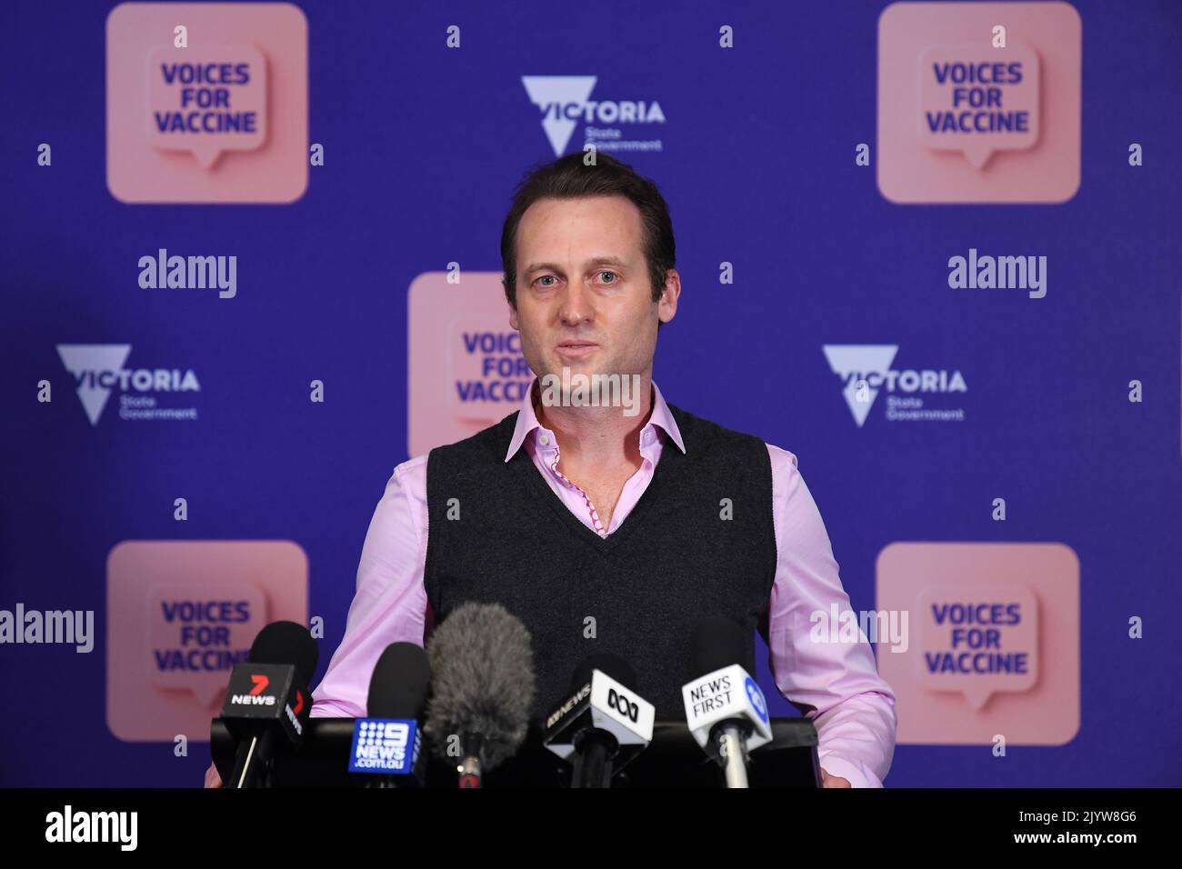 Dr Ryan Hodges addresses the media during a press conference in ...