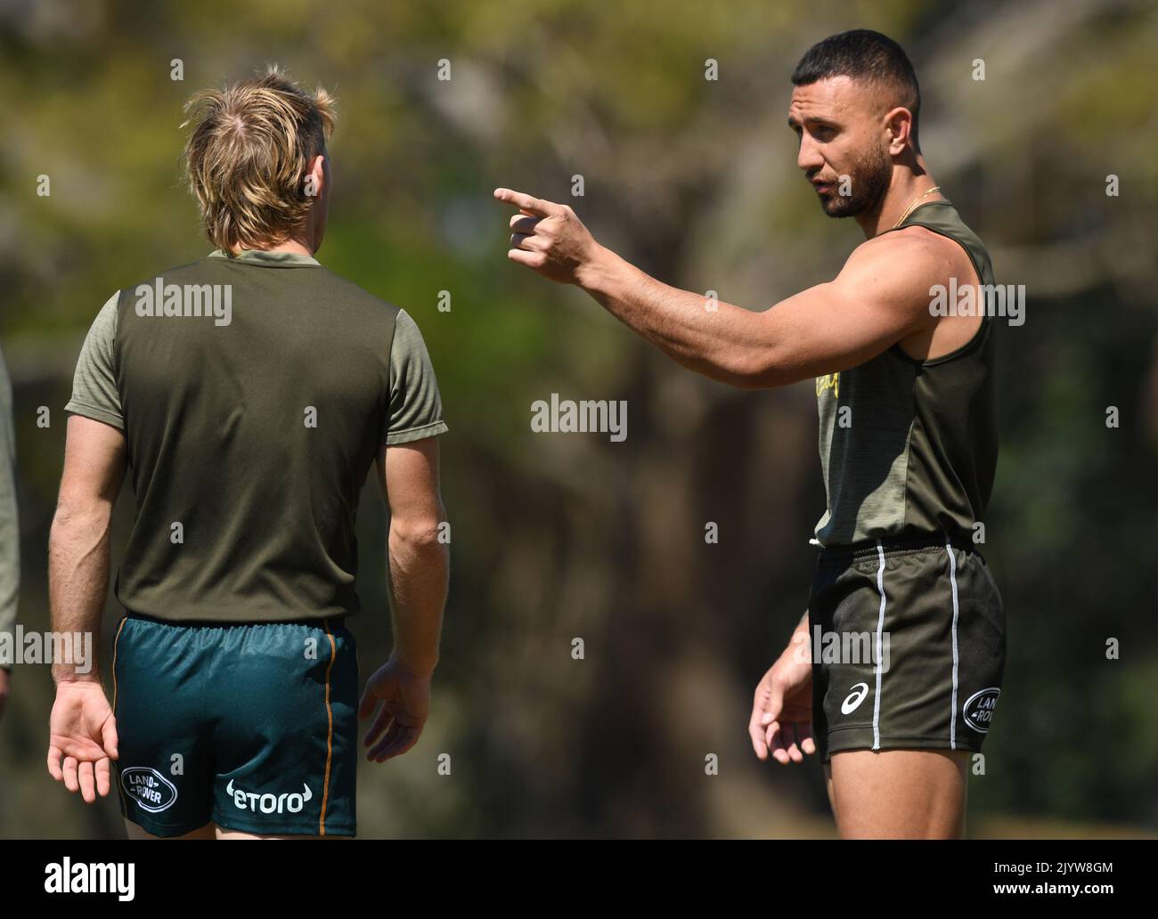 Tate McDermott (left) and Quade Cooper (right) are seen during the ...