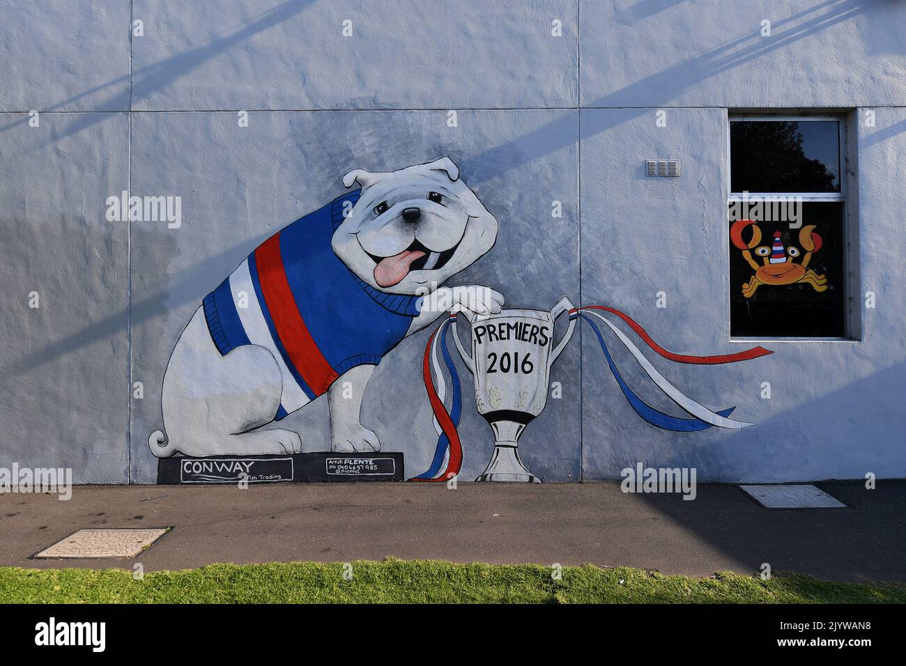 A Western Bulldogs themed mural in Footscray, Melbourne, Wednesday ...