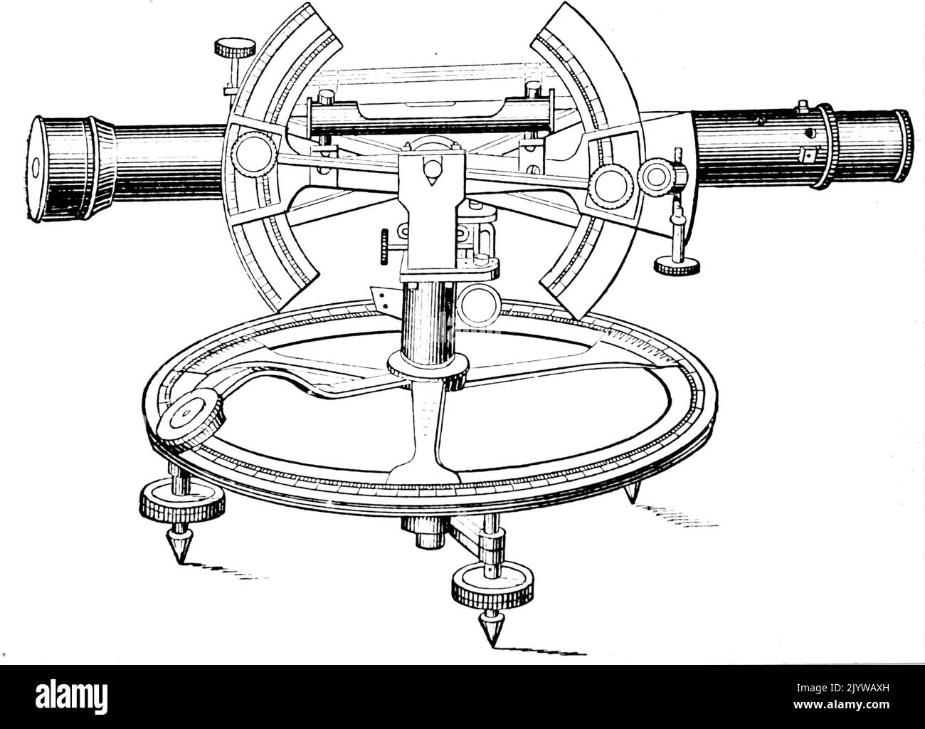 Illustration depicting George Everest's Theodolite, a precise level ...