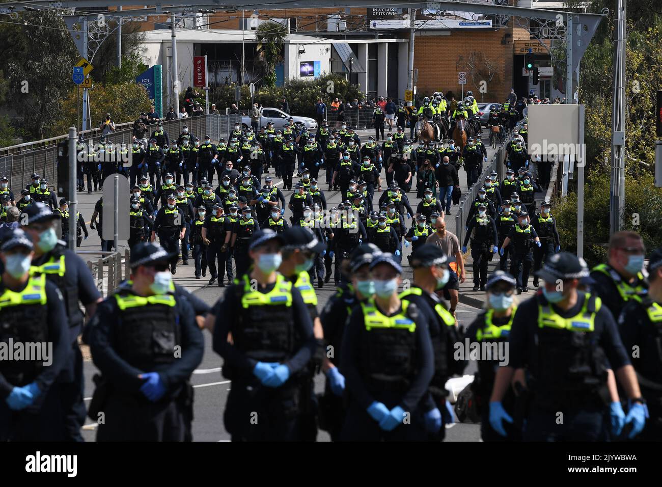 Victoria Police are seen during a ‘The Worldwide Rally for Freedom’ in ...