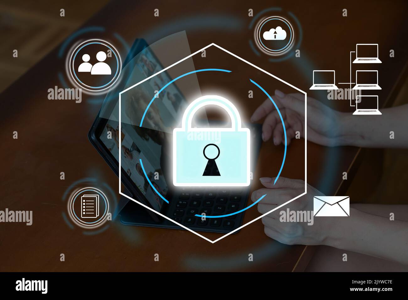 cybersecurity concept Global network security technology, business ...