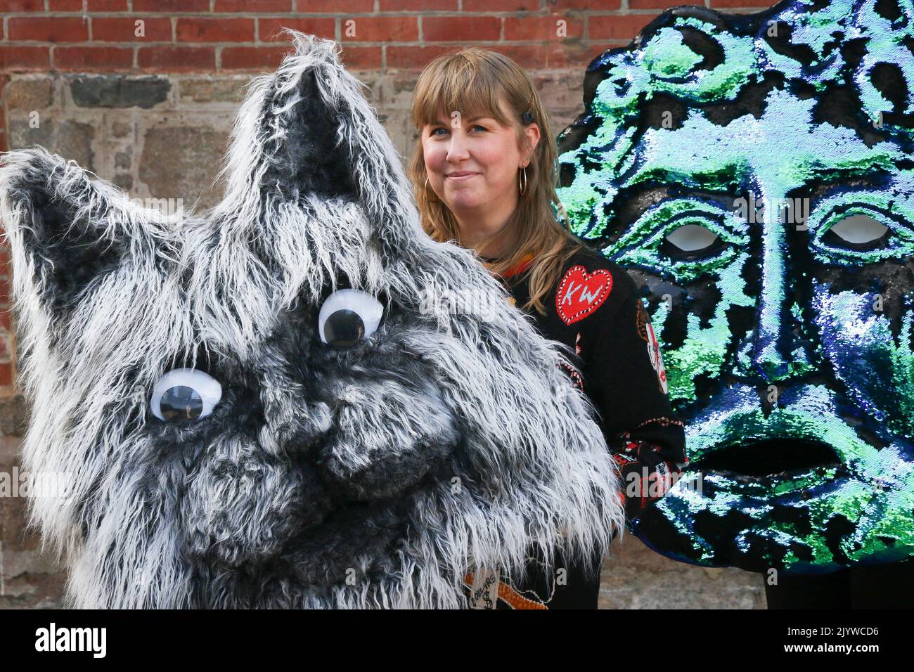 Visual artist Tarryn Gill poses for a photograph holding a soft ...