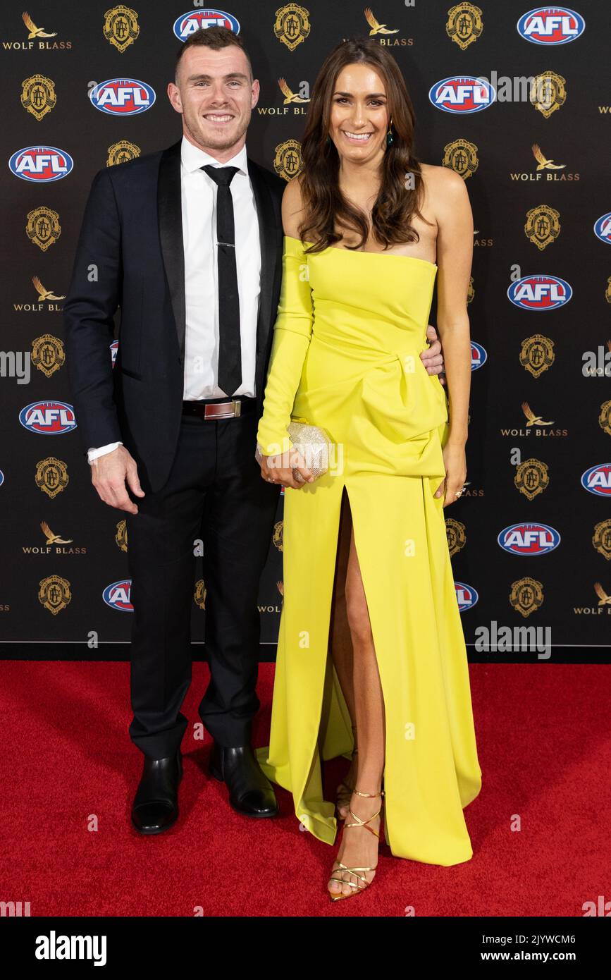 Luke Shuey of the Eagles and his Wife, Danielle Shuey, arrive at the ...