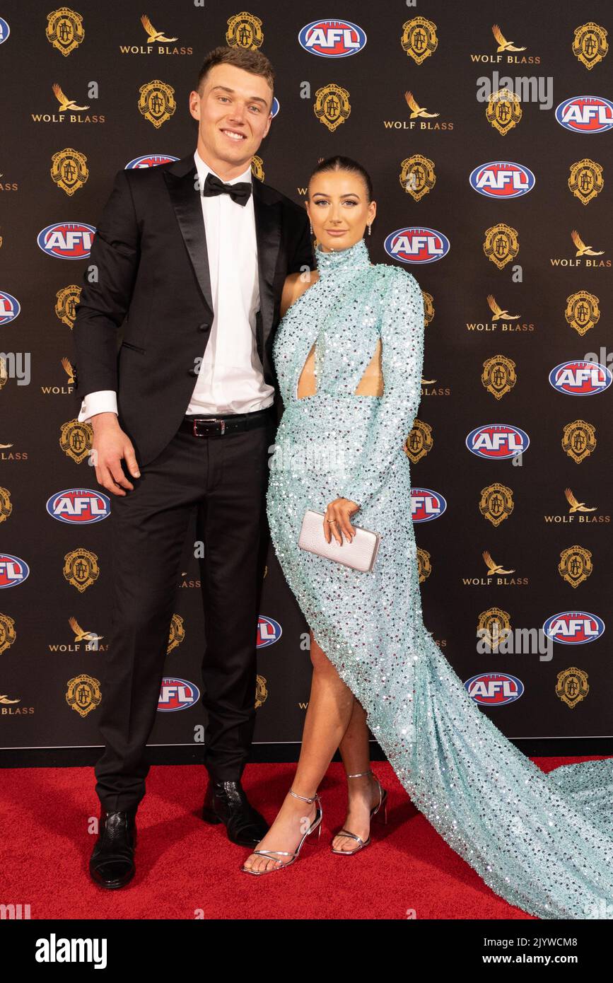 Patrick Cripps of the Blues and his partner, Monique Fontana, arrive at ...