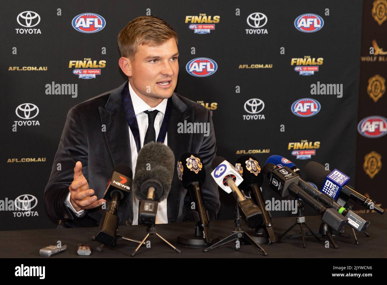 Ollie Wines of the Power talks to the media after being announced as ...