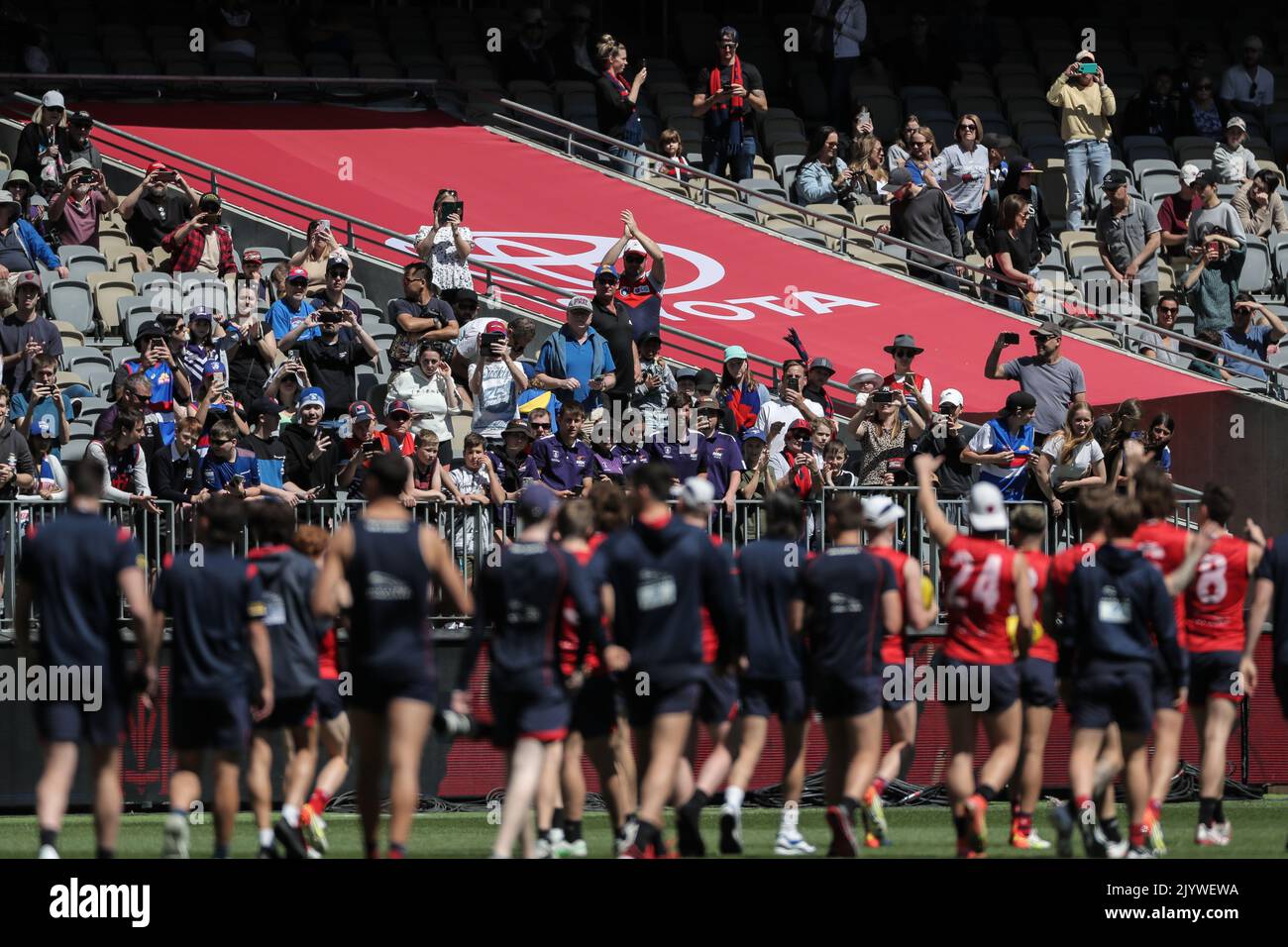 Demon players acknowledge fans during Grand Final Open Training at ...
