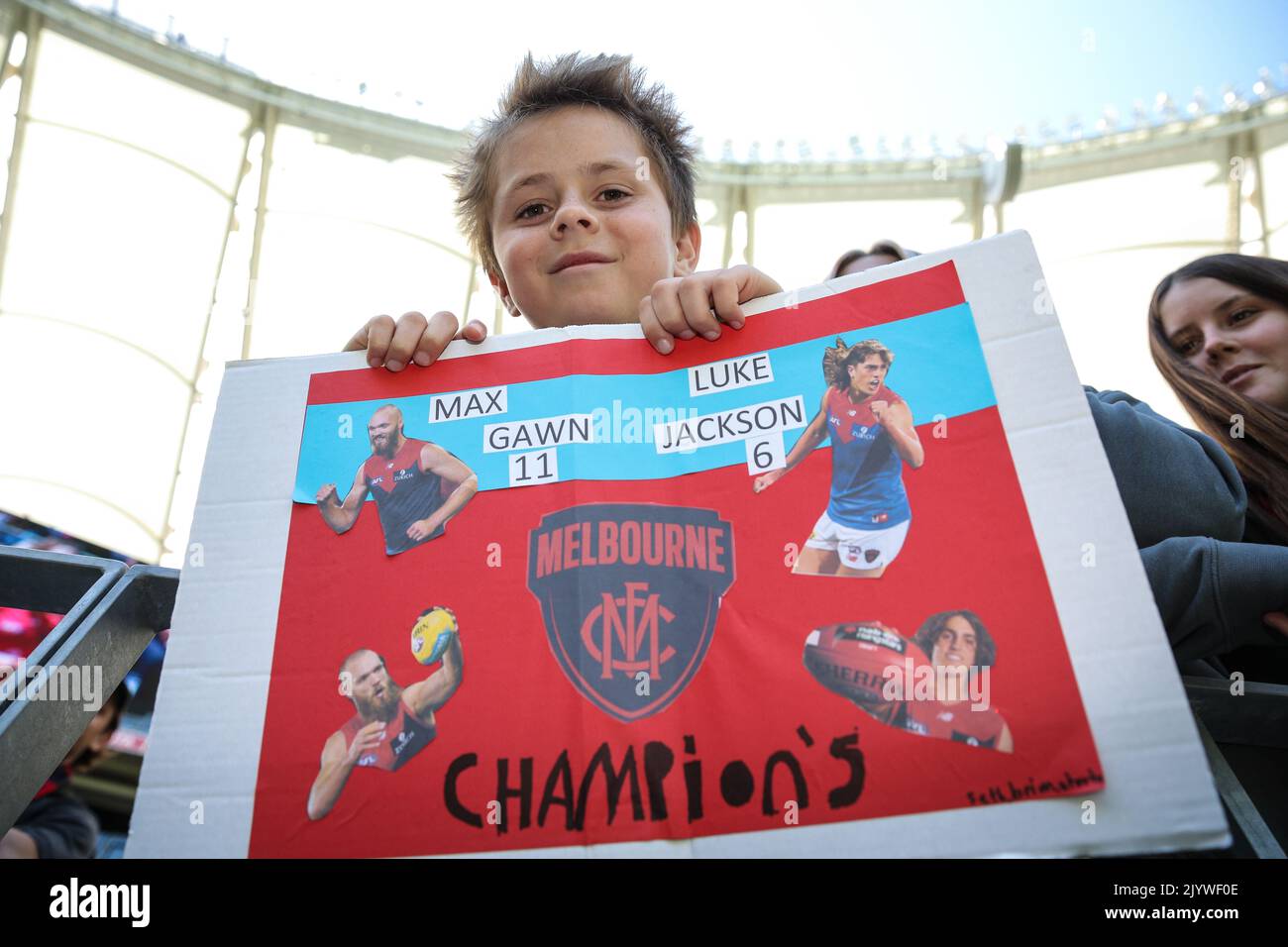 Demons fans are seen during Grand Final Open Training at Optus Stadium ...