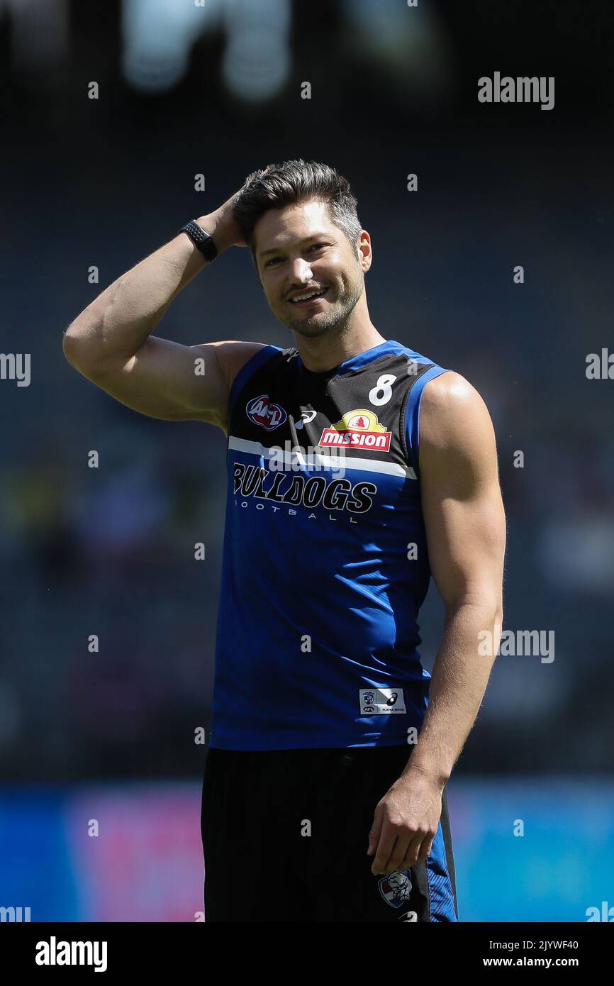 Stefan Martin of the Bulldogs is seen during Grand Final Open Training ...
