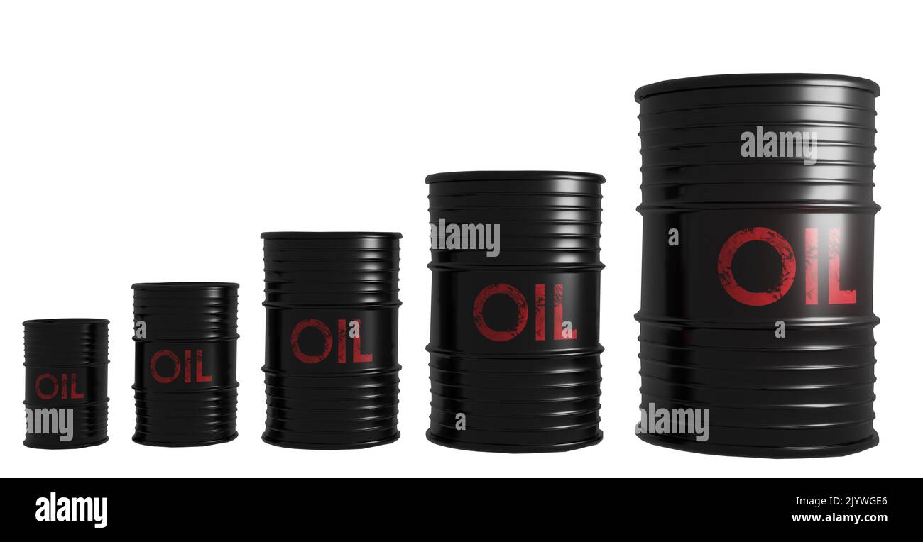 Collection of barrels of oil on transparent background, 3D work and 3D ...