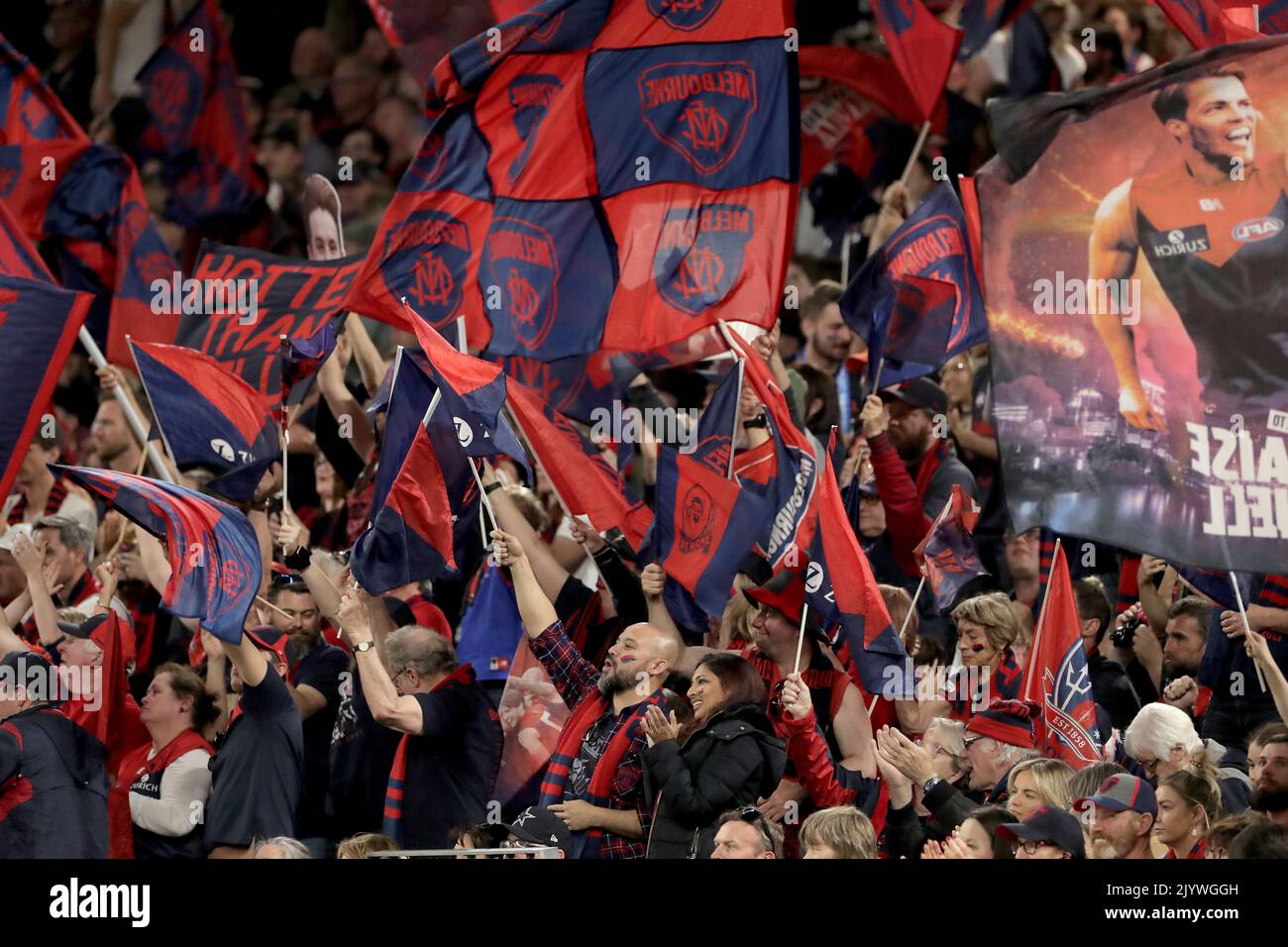 Demons fans are seen during the AFL Grand Final match between the ...