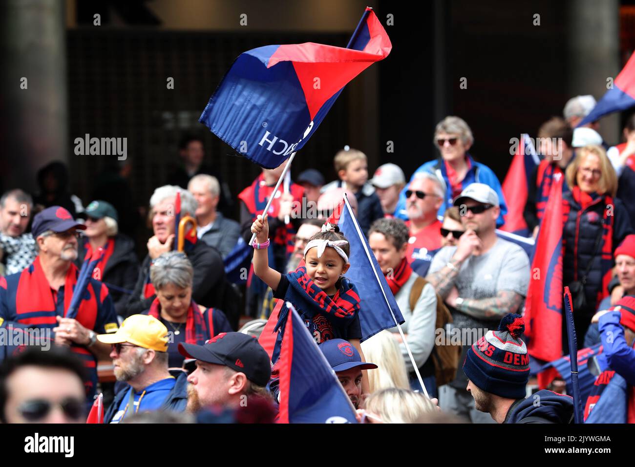 Demons fans are seen during a Grand Final Winners Celebration event at ...