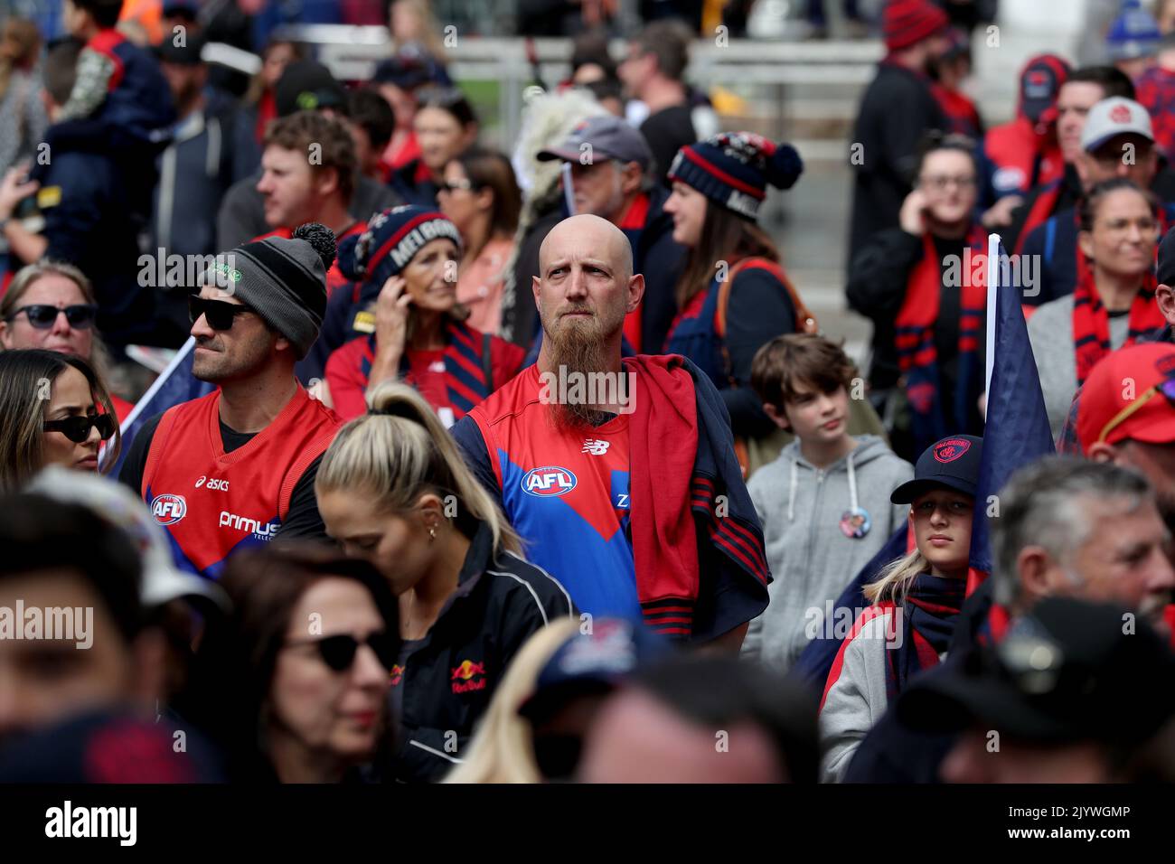 Demons fans are seen during a Grand Final Winners Celebration event at ...