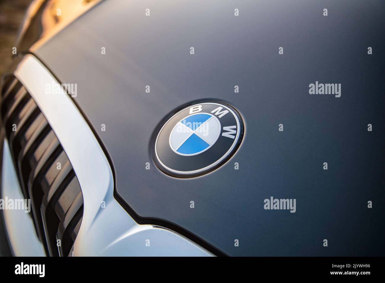 Bmw 320d logo on dark background Stock Photo - Alamy