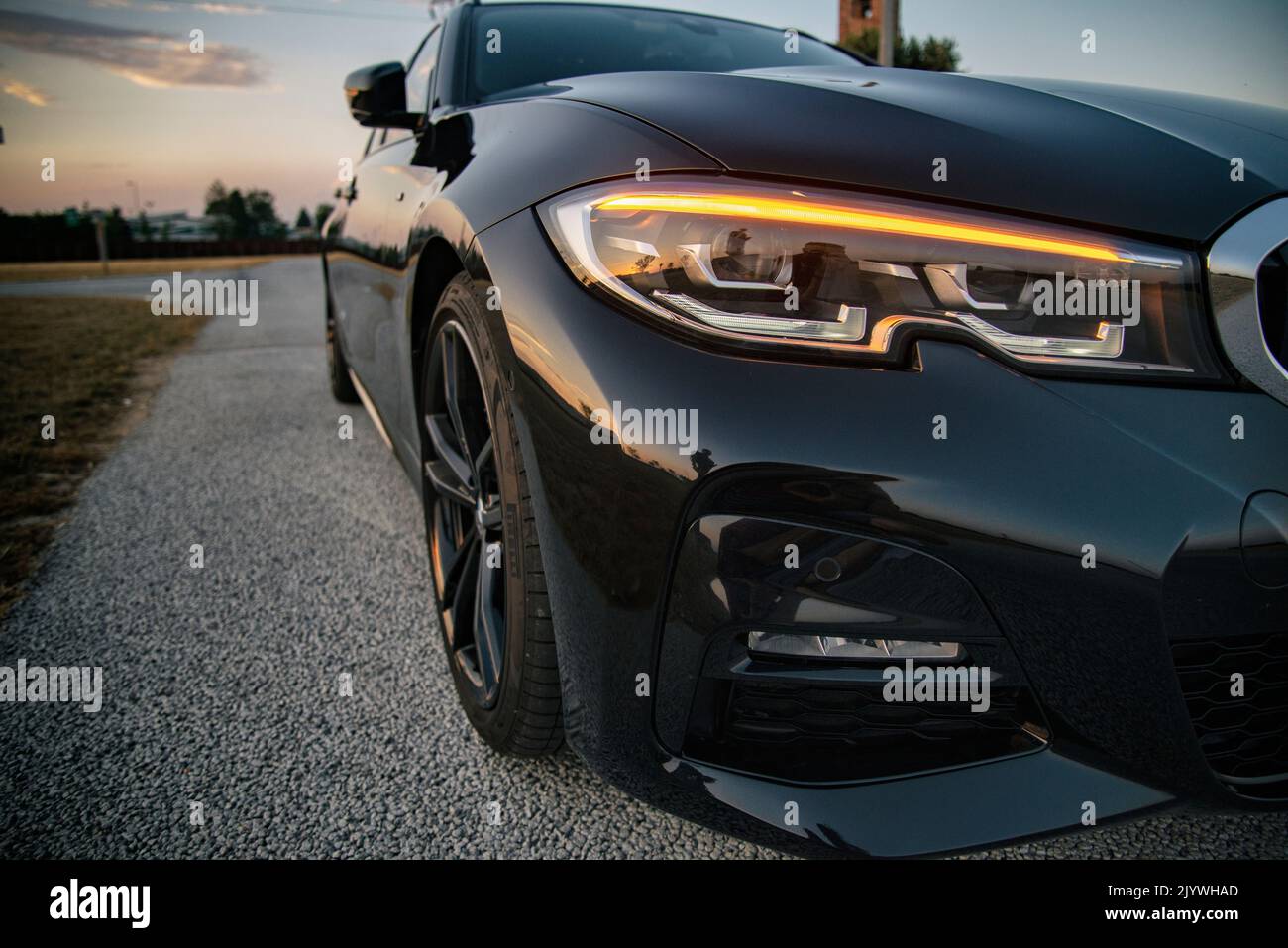 Bmw 320d front light closeup Stock Photo - Alamy