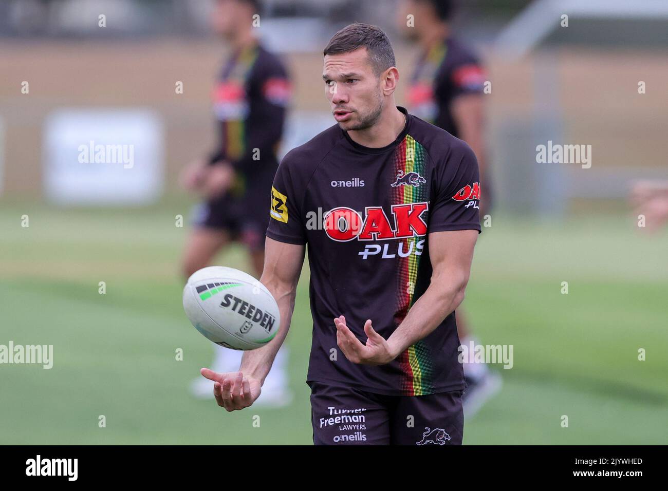 Brent Naden warms up during a Penrith Panthers open training session at ...