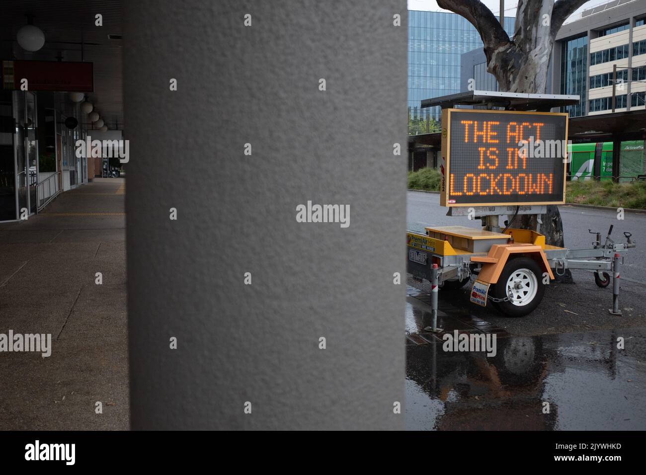 A sign reminding people to stay at home during lockdown is seen in ...