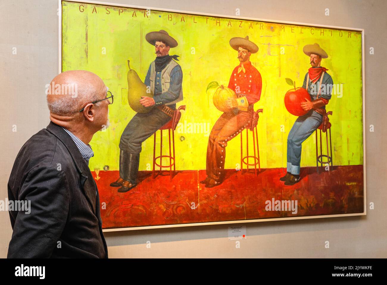 London, UK. 08th Sep, 2022. The artist, Paul Slater with his work ...
