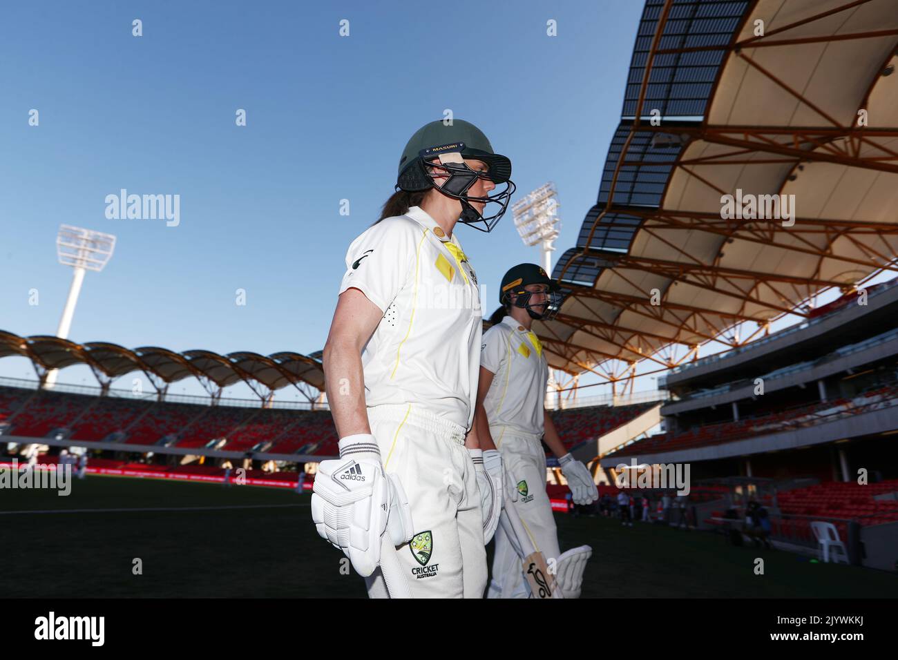 Australia's Ellyse Perry and Stella Campbell walk off after declaring ...