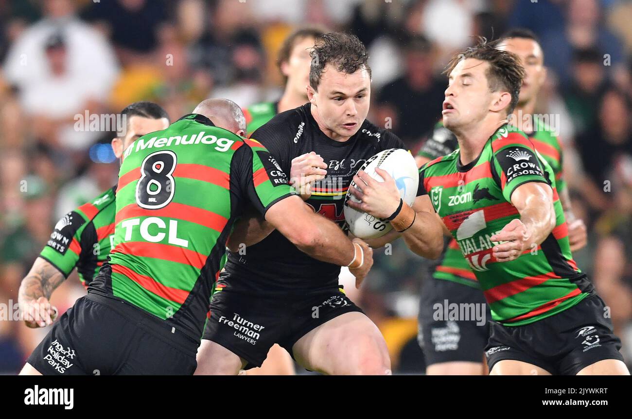 Dylan Edwards (centre) of the Panthers in action during the NRL Grand ...