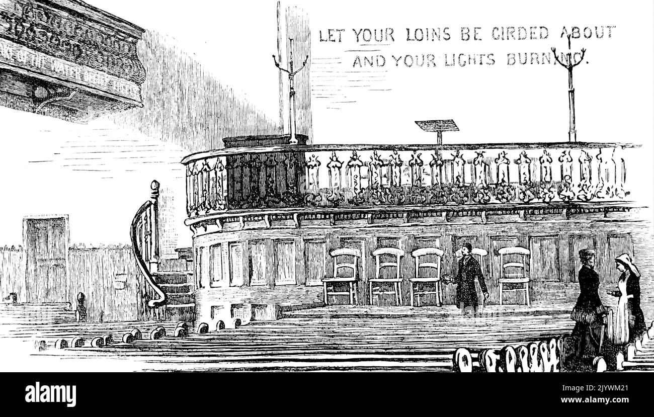 Illustration depicting the conference hall of Mildmay Memorial Hospital ...